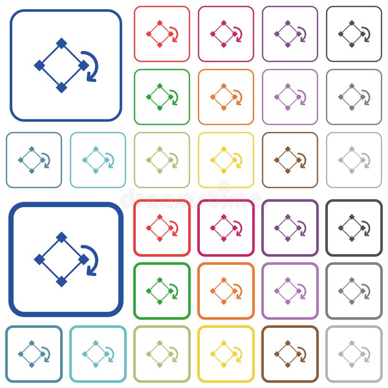 Rotate Element Outlined Flat Color Icons Stock Vector - Illustration of ...