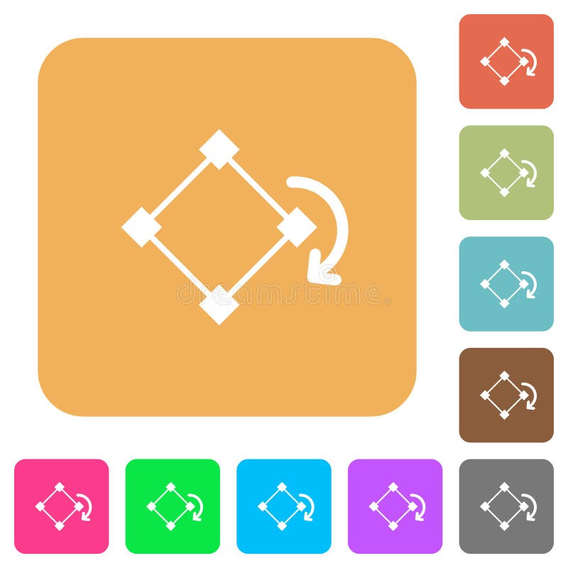 Rotate Element Rounded Square Flat Icons Stock Vector - Illustration of ...