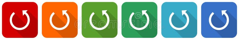 Rotate Icon Set, Flat Design Vector Illustration in 6 Colors Options ...