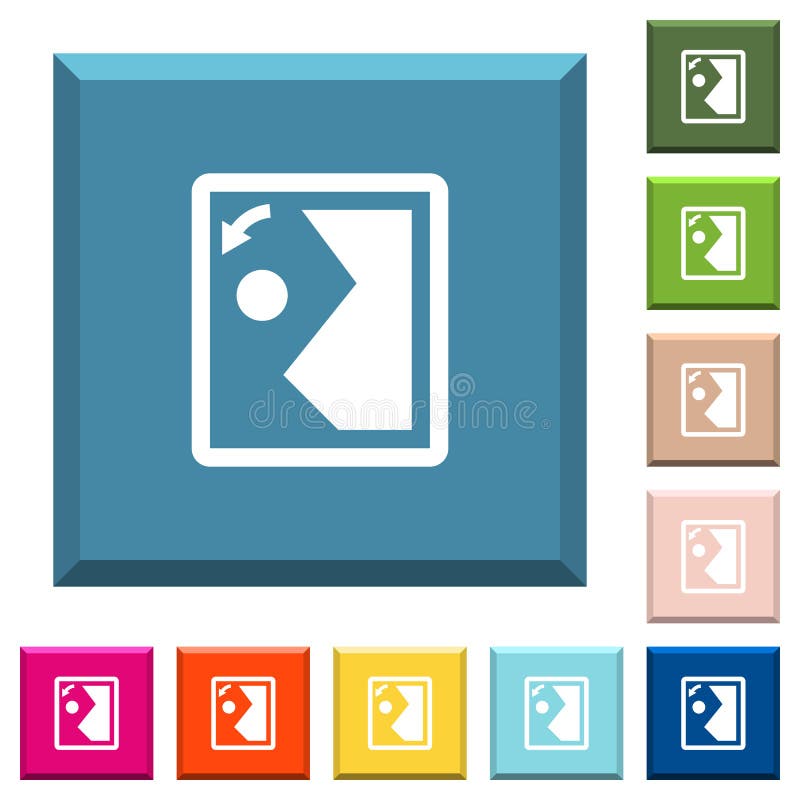Rotate Image Left White Icons on Edged Square Buttons Stock Vector ...