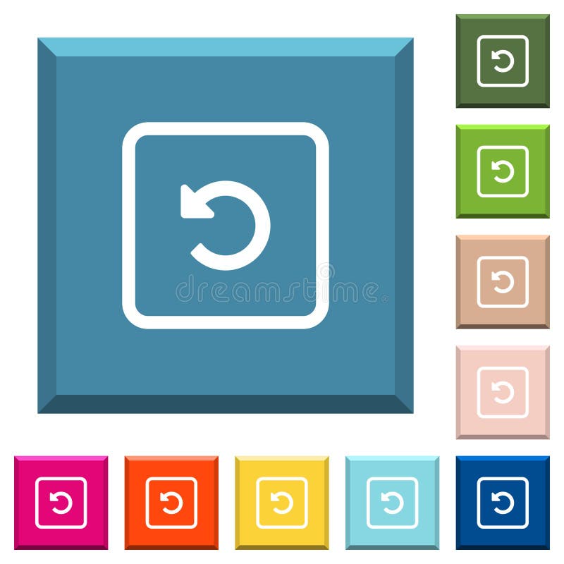 Rotate Object Left White Icons on Edged Square Buttons Stock Vector ...