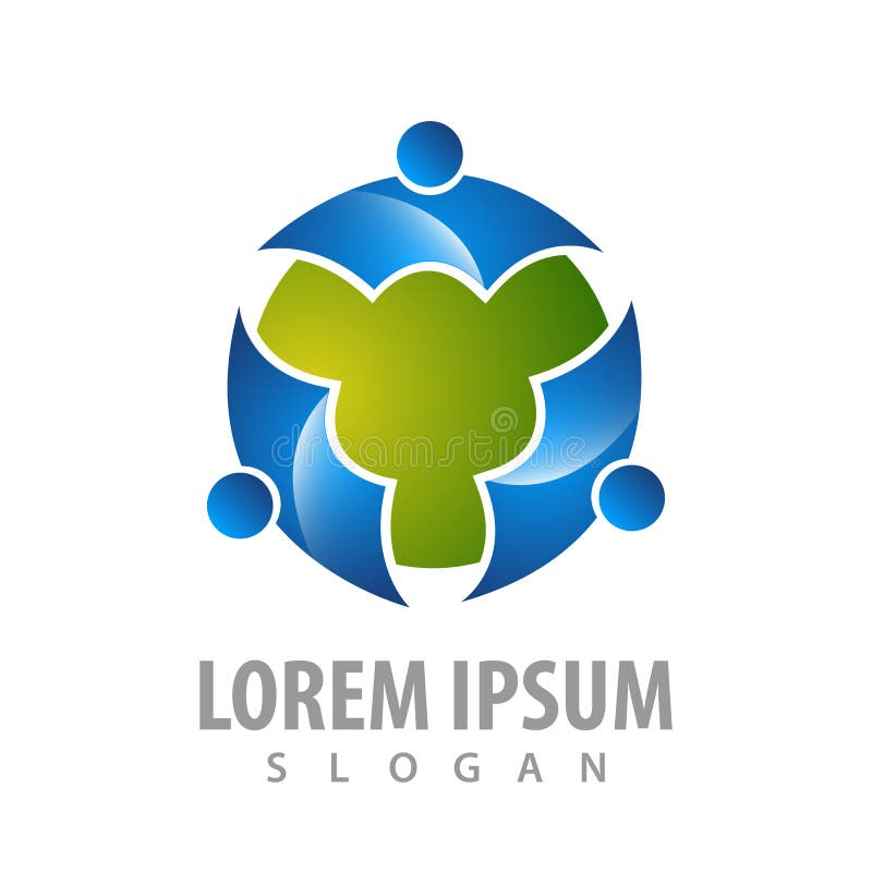 Rotate Three Human in Circle Green Concept Design. Symbol Graphic ...