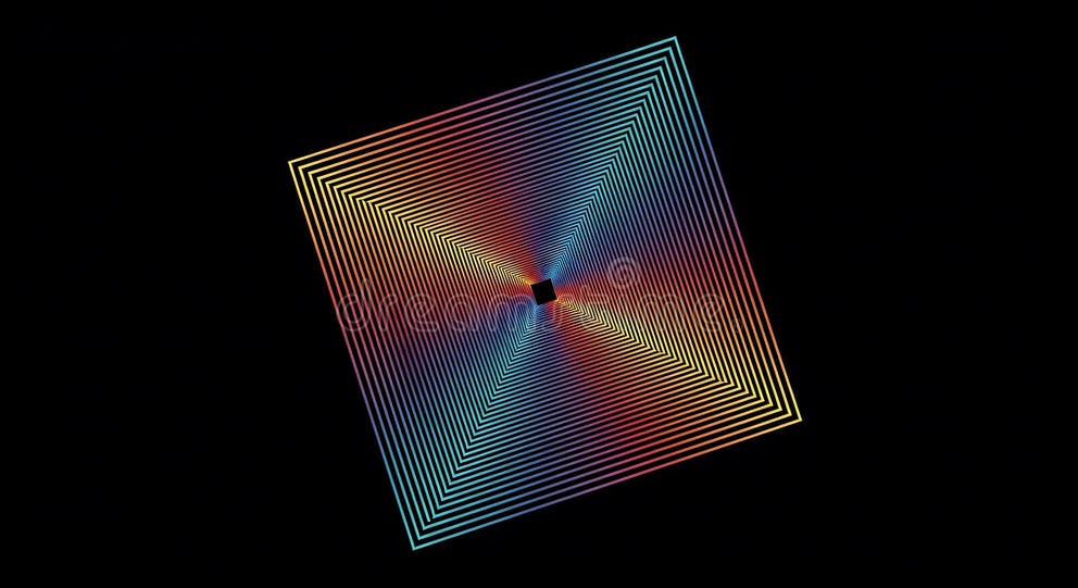Rotated Concentric Square Pattern with a Gradient Color Spectrum on a ...