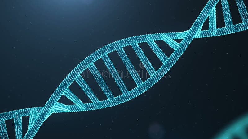 Rotated 3D Rendered Digital DNA Molecule, Structure. Concept Binary ...