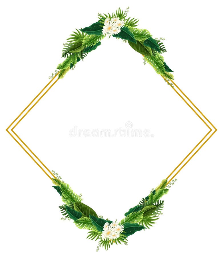 Rotated Square Border Frame with Green Foliage Stock Vector ...