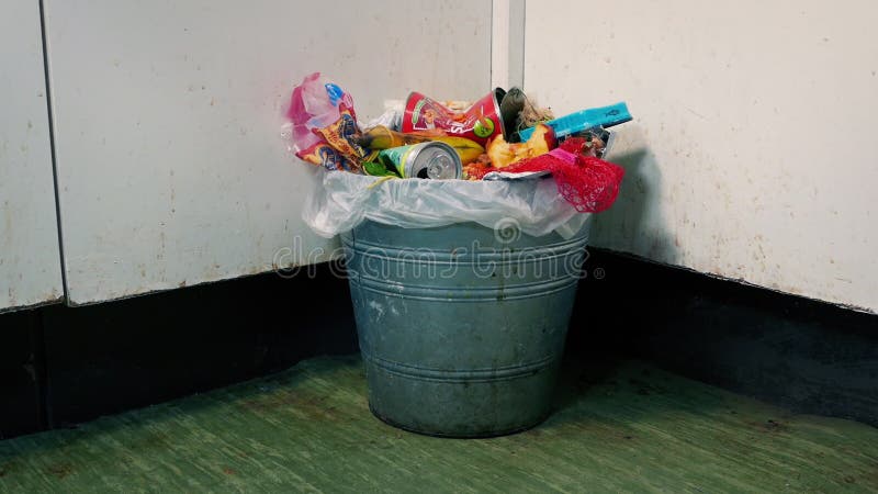 Full Garbage Can in Kitchen Stock Footage - Video of home, rubbish ...
