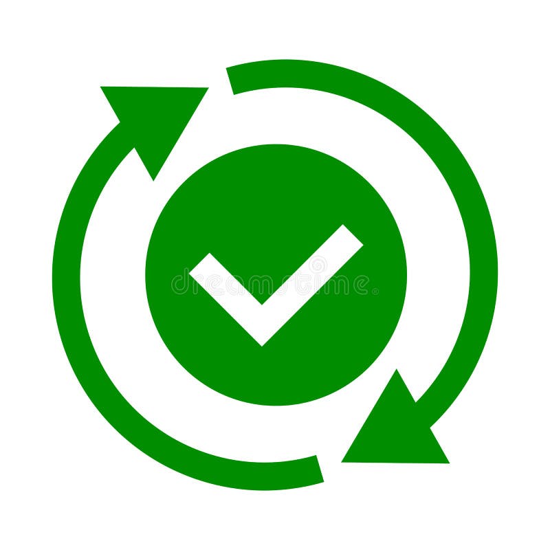 Rotating Arrow and Check Mark Icon. Vectors. Stock Vector ...