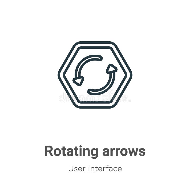 Rotating Arrows Outline Vector Icon. Thin Line Black Rotating Arrows ...