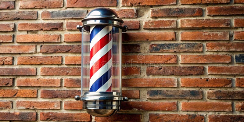 Rotating Barber Pole Mounted on a Brick Wall Creative AI Stock ...
