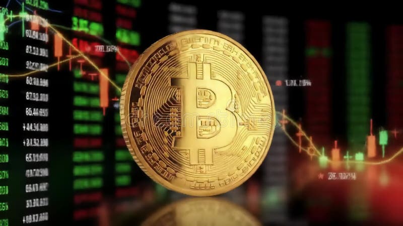 Rotating Bitcoin with Trading Chart Background Stock Footage - Video of ...