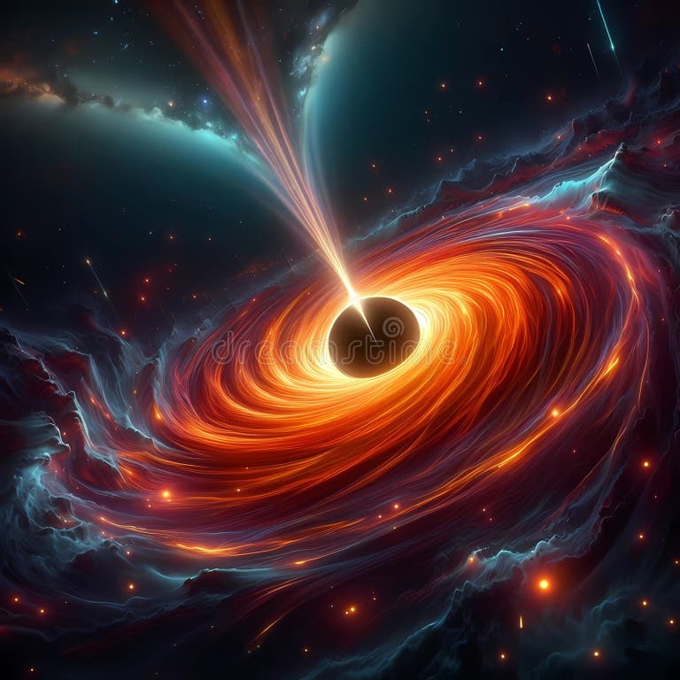 Rotating Black Hole Emitting Energy Stock Illustration - Illustration ...