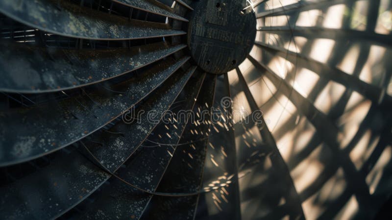 The Rotating Blades of an Exhaust Fan with Sunlight Casting Intricate ...