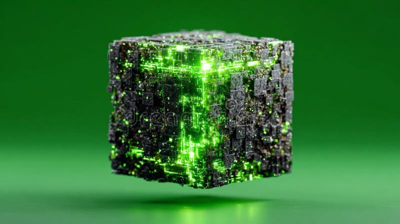 Rotating Blockchain Cube on Green Screen. Generative AI Stock Illustration - Illustration of ...