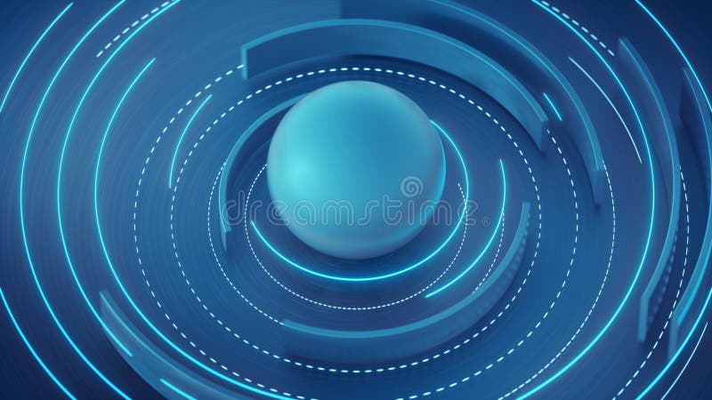 Rotating Blue Circle Elements 3D Rendering Stock Illustration ...