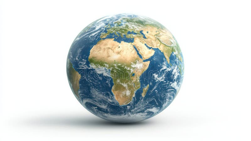 Rotating Blue and Green Earth Globe on White Background, Ideal for ...