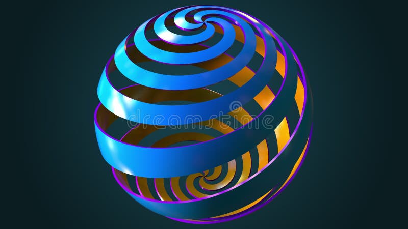 Rotating Blue and Orange Abstract Spiral Globe, Seamless Loop Stock ...