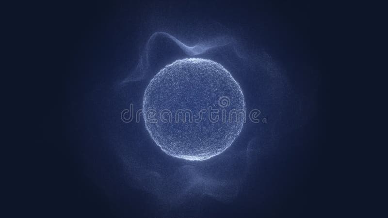 A Rotating Blue Sphere with a Grainy Surface, Enclosed in a Nebulous ...