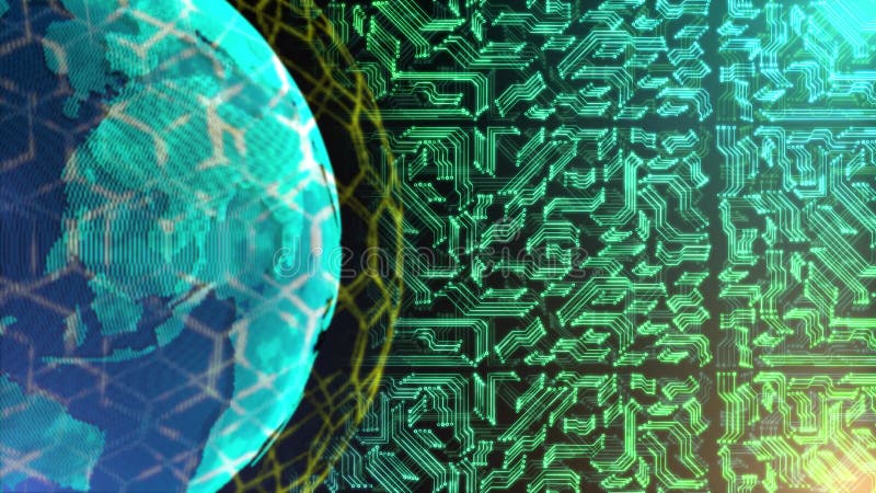 Rotating Blur Globe Animation with Circuit Lines Stock Footage - Video ...