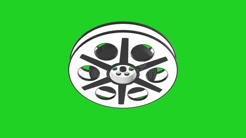 3D Animation of Camera Film Reel, Seamless Loop Animation with Green ...