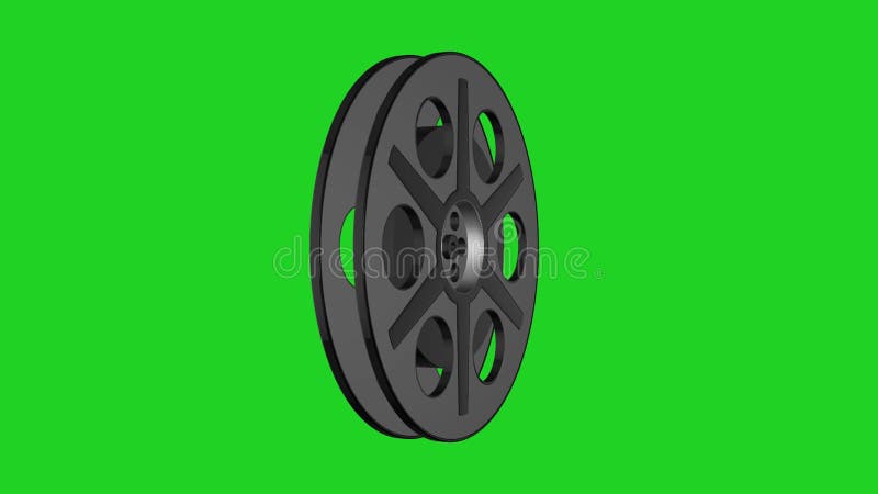 3D Animation of Camera Film Reel, Seamless Loop Animation with Green ...