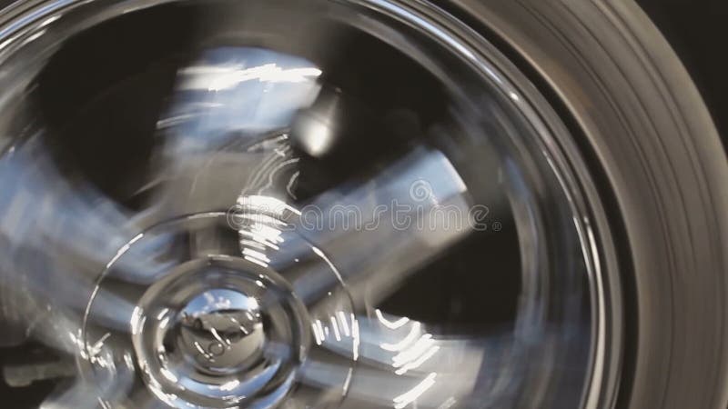Rotating Car Wheel Chrome Disk with Stroboscopic Effect Stock Video ...