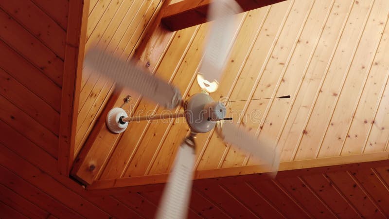 Rotating Ceiling Fan. Ceiling Fan with Big Blades Working Stock Footage ...