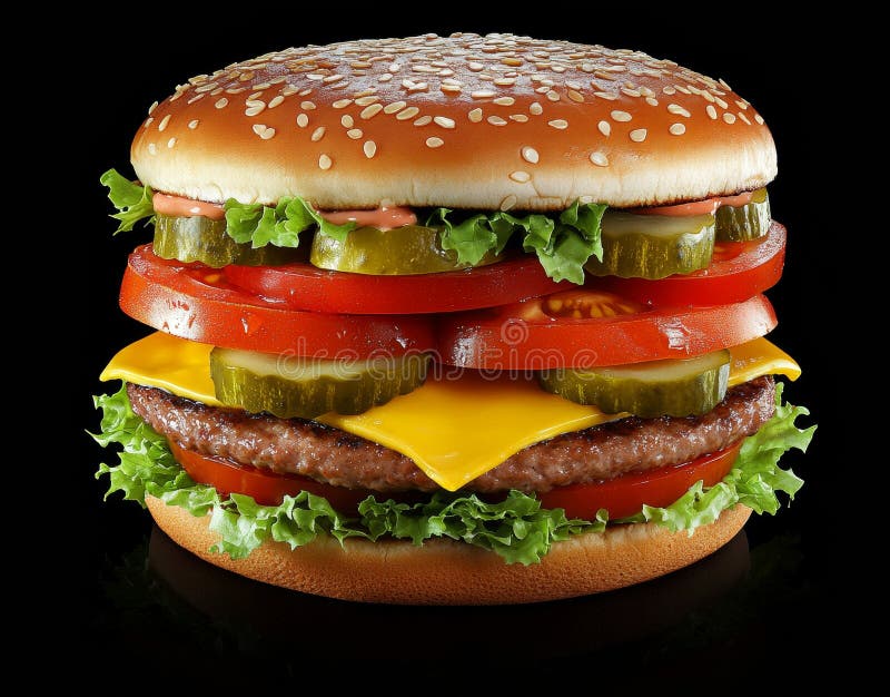 A Rotating Cheeseburger is Shown in Close-up with the Background ...