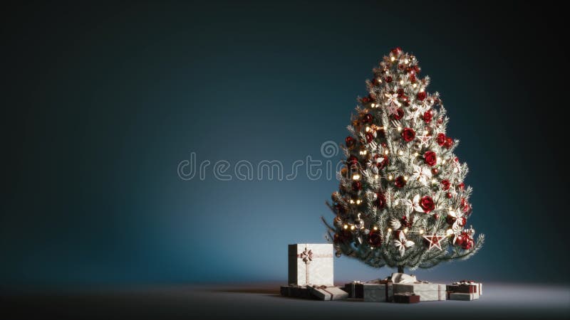 Rotating Christmas Tree on Blue Background. Stock Footage - Video of ...