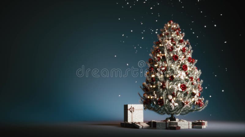 Rotating Christmas Tree with Falling Snow. Stock Footage - Video of ...