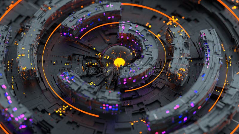 Rotating Red Circle Elements 3D Rendering Illustration Stock ...