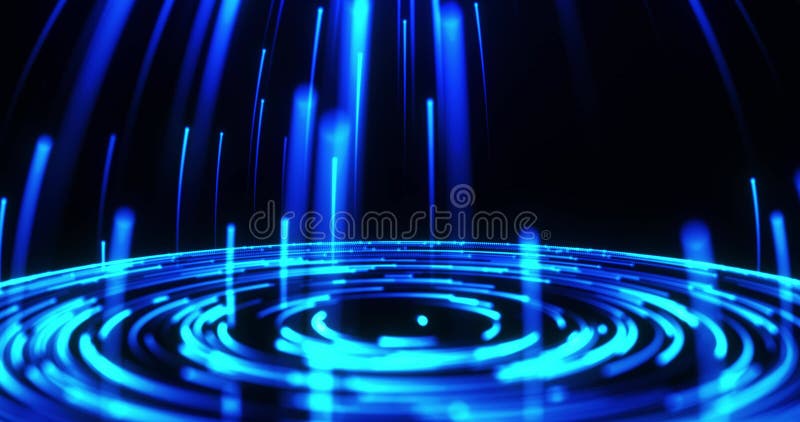 A Rotating Circle of Particles Emits Blue Rays of Light Stock Footage ...