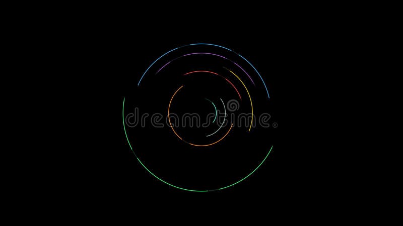 Rotating Circular Different Color Particles on Black Background. Stock ...