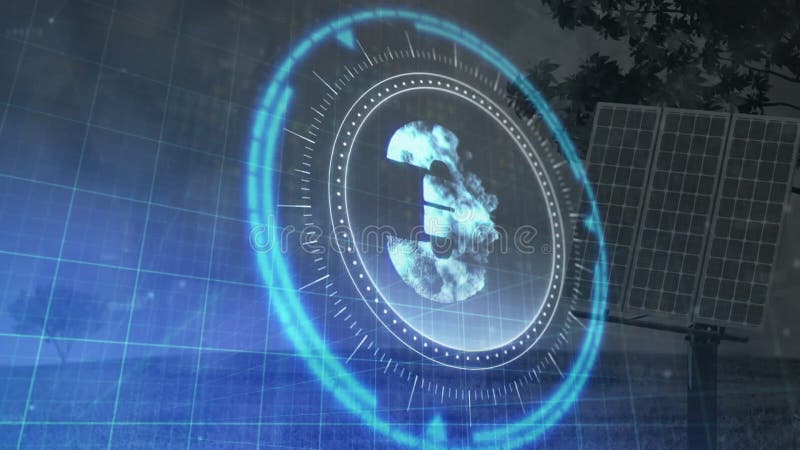 Rotating Circular Elements in Digital Animation Over Solar Panel ...