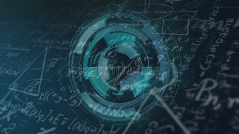 Rotating Circular Interface Animation Overlaying Mathematical Equations ...