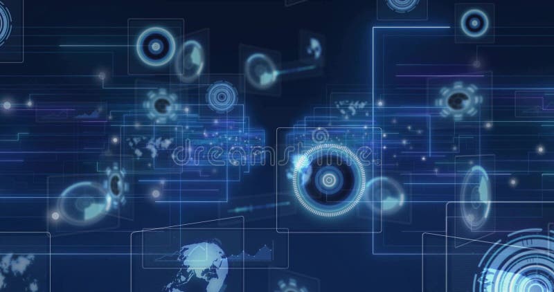 Futuristic Glowing Circular Interface Digital Data Streams Lines Stock Photos - Free & Royalty ...