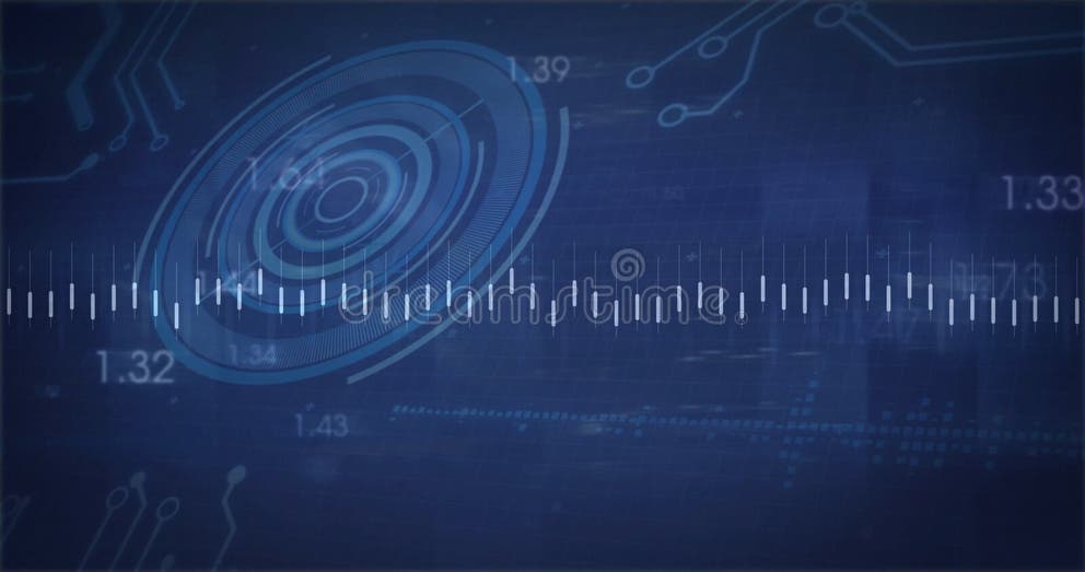 Rotating Circular Interface Graphic Over Dashboard, with Waveform and ...