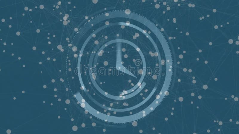Rotating Circular Patterns And Connecting Dots Animation Over Blue