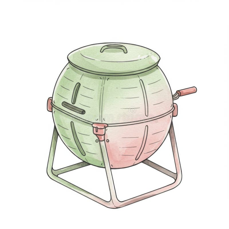 Rotating Compost Bin Illustration Pastel Colors Stock Illustration ...