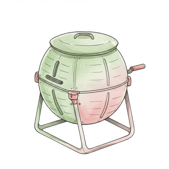 Rotating Compost Bin Illustration Pastel Colors Stock Illustration ...
