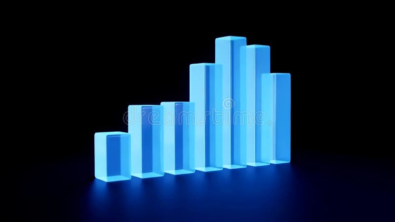 Seamless Loop Animation of a Glowing Blue 3D Bar Chart with Fluctuating ...