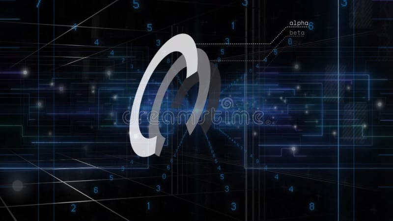 Rotating 3D Ring with Animation Over Digital Network with Numbers and ...