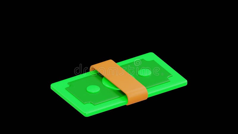 Rotating 3D Stack of Money Animation, Alpha Channel Stock Video - Video ...
