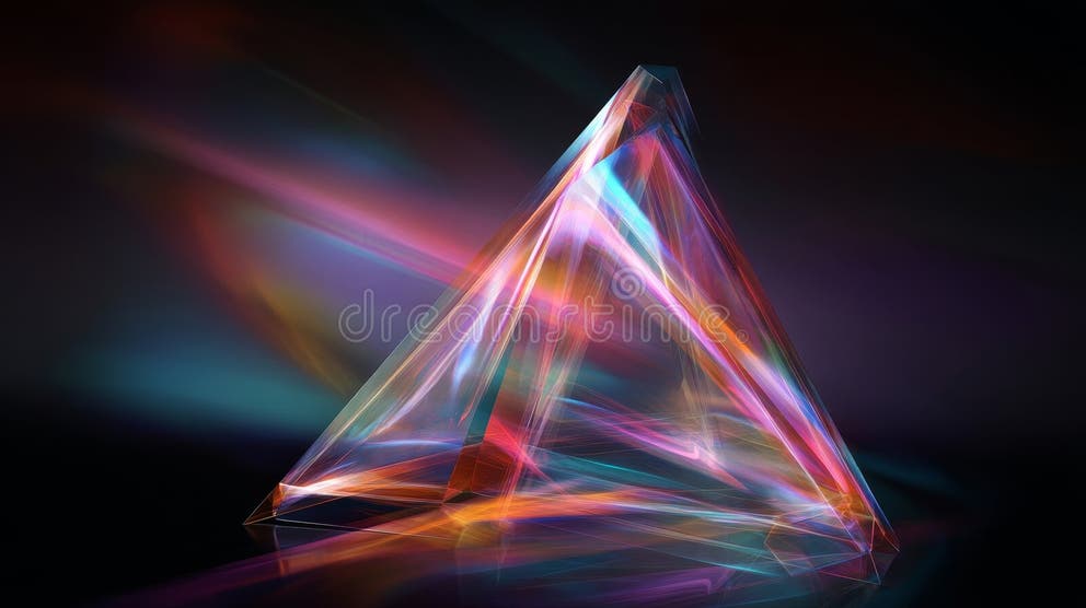 Rotating 3d Triangular Prisms in Space Reflecting Colorful Light with a ...