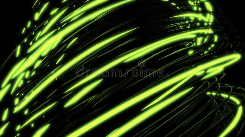 Rotating 3d Vortex with Neon Lines on Black Background. Design. Side ...
