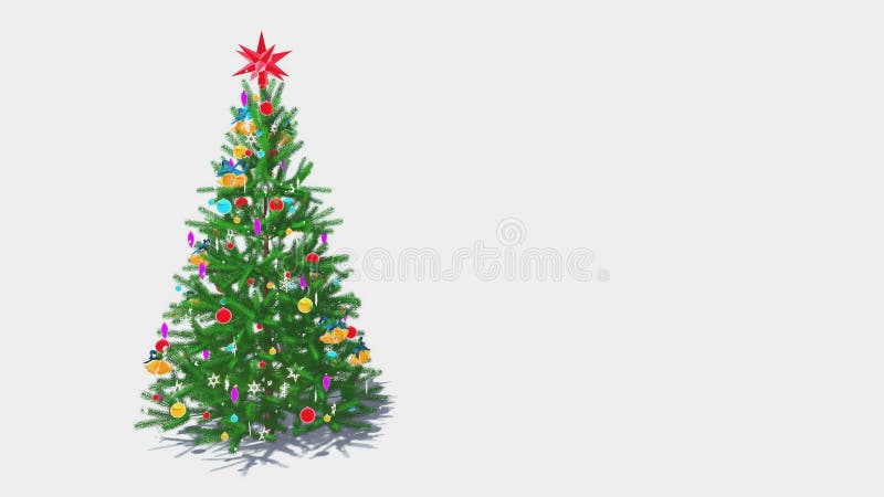 Rotating Decorated Christmas Tree on White Background Loop 4K Stock ...