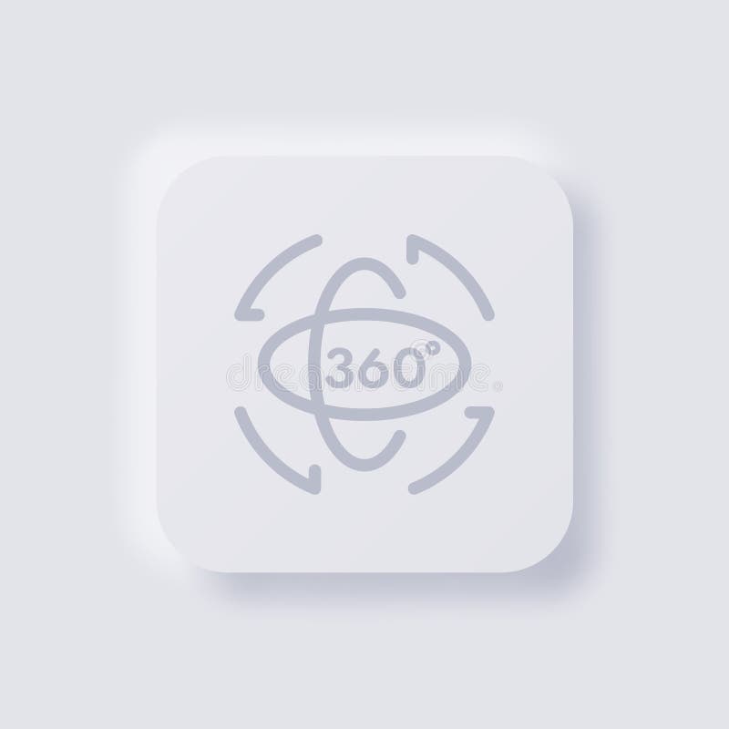 Rotating 360 Degrees, Icon, White Neumorphism Soft UI Design for Web Design. Stock Vector ...