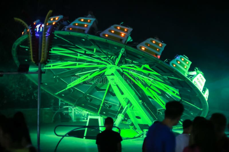 Rotating Device in Amusement Park Stock Photo - Image of carousel ...