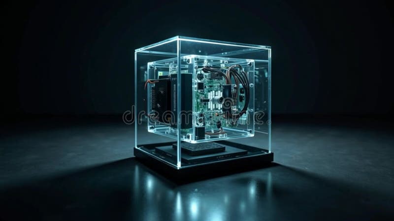 Rotating Digital Cube with Data Streams Stock Footage - Video of ...