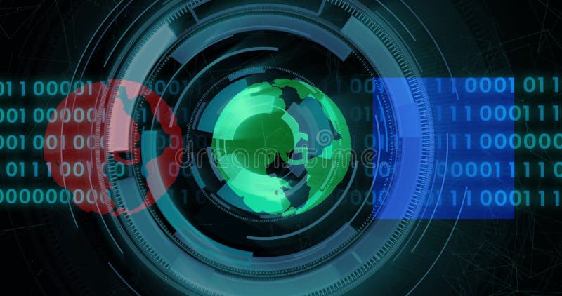 Rotating Digital Globe With Binary Code And Data Processing Image Stock Illustration