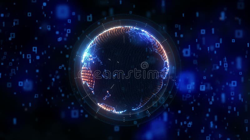 A Digital Globe Overlaid with Data Points and Interconnected Lines ...